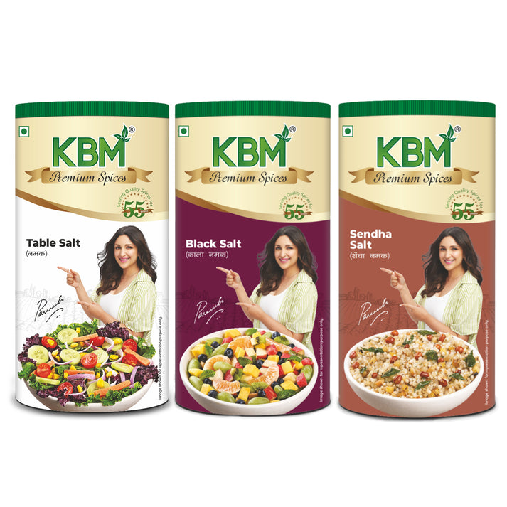 Combo of Table Salt, Rock Salt, Black Salt (Sprinkler) Pack of 3 – KBM ...